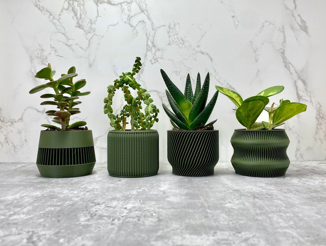 Modern Mini Planters Set of 4, Three Set Cute Small Planters, Indoor ...
