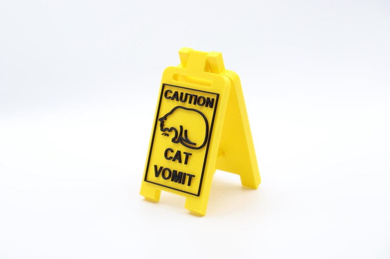 Caution Cat Vomit Floor Sign, Cat Puke Caution Wet Floor Sign, Funny 3D ...