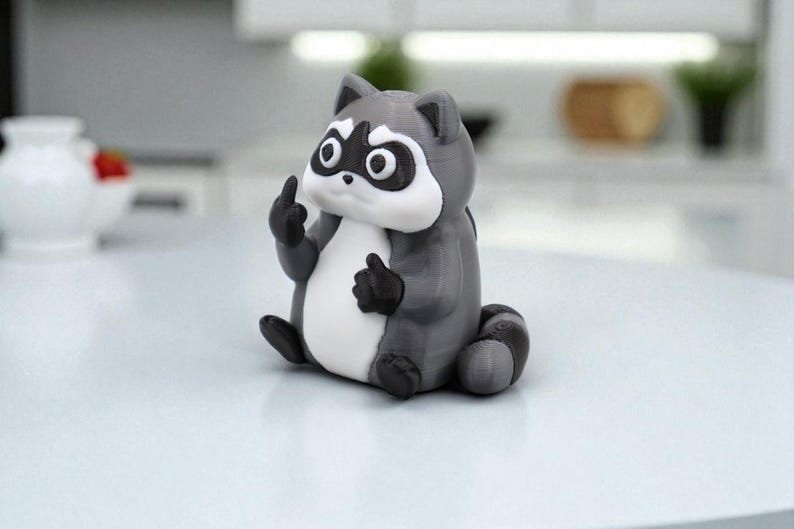 Raccoon Middle Finger Figurine – Funny 3D Printed Raccoon Gift – Rude ...