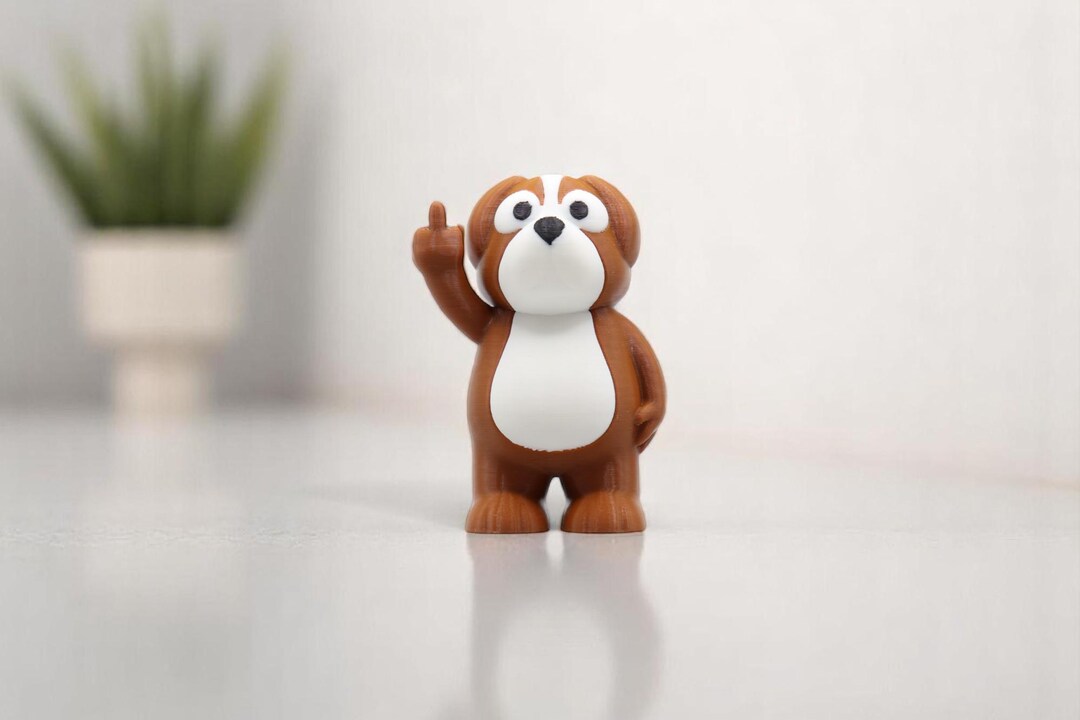 Dog Middle Finger Figurine – Funny 3D Printed Dog Gift – Rude Pet Decor ...