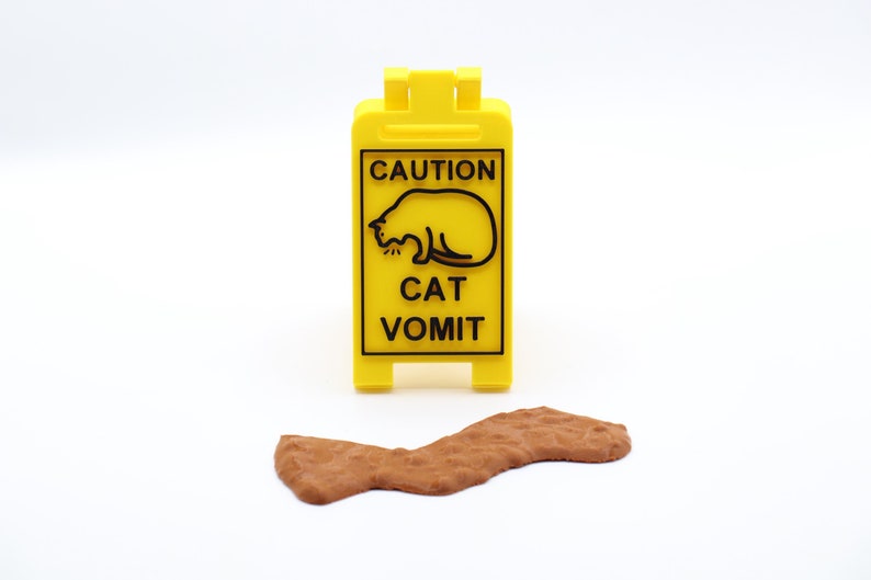 Caution Cat Vomit Floor Sign, Cat Puke Caution Wet Floor Sign, Funny 3D ...