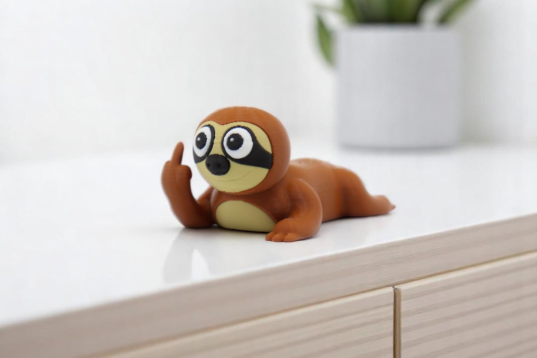 Sloth Middle Finger Figurine – Funny 3D Printed Sloth Gift – Rude ...
