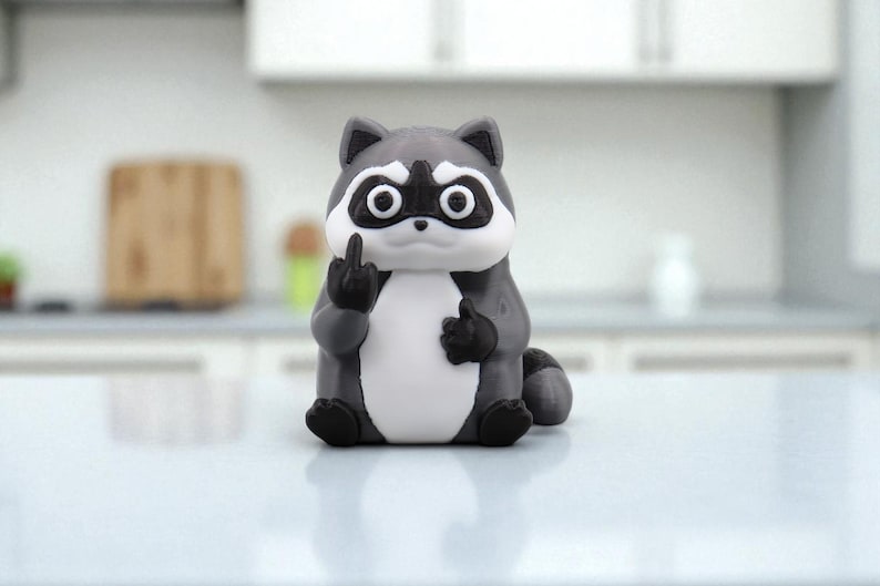 Raccoon Middle Finger Figurine – Funny 3D Printed Raccoon Gift – Rude ...