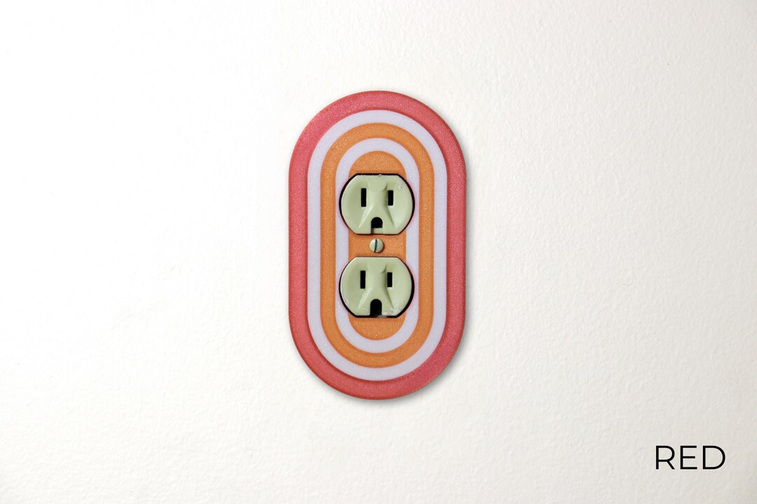 Vintage Oval-shaped Plug Outlet Plate Cover, Duplex Power Outlet, Red ...