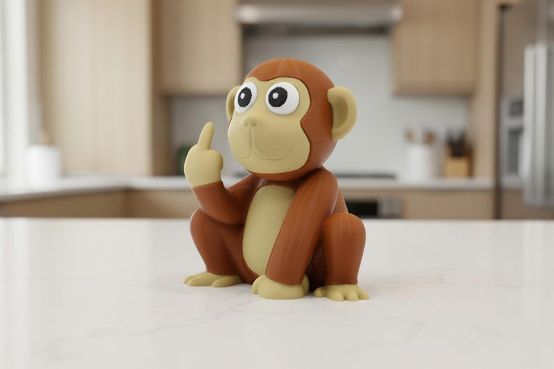 Monkey Middle Finger Figurine – Funny 3D Printed Monkey Gift – Rude ...