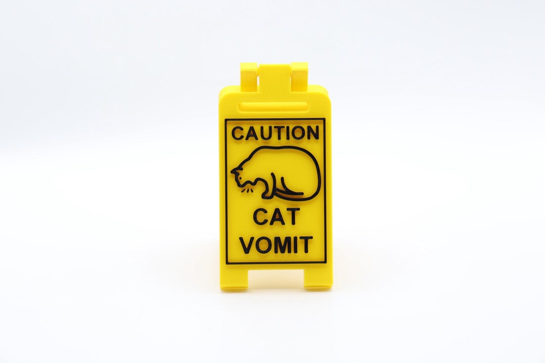 Caution Cat Vomit Floor Sign, Cat Puke Caution Wet Floor Sign, Funny 3D ...