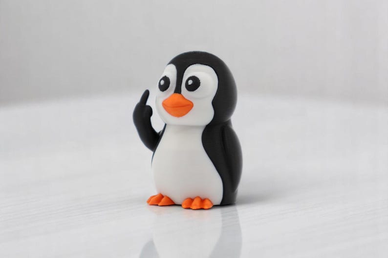 Penguin Middle Finger Figurine – Funny 3D Printed Penguin Gift – Rude ...