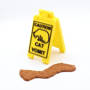 Caution Cat Vomit Floor Sign, Cat Puke Caution Wet Floor Sign, Funny 3D ...