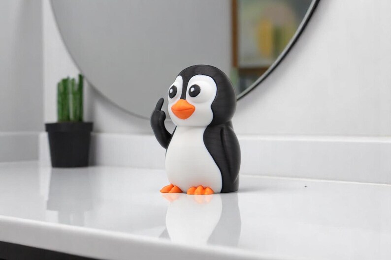 Penguin Middle Finger Figurine – Funny 3D Printed Penguin Gift – Rude ...