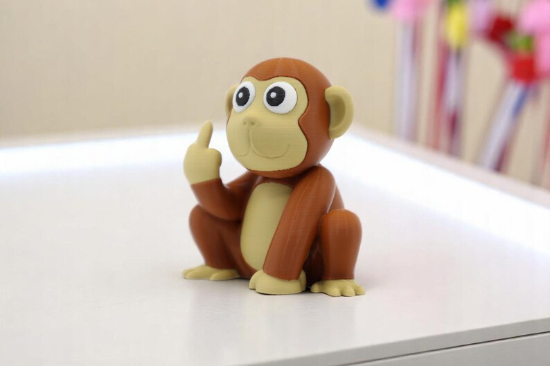 Monkey Middle Finger Figurine – Funny 3D Printed Monkey Gift – Rude ...