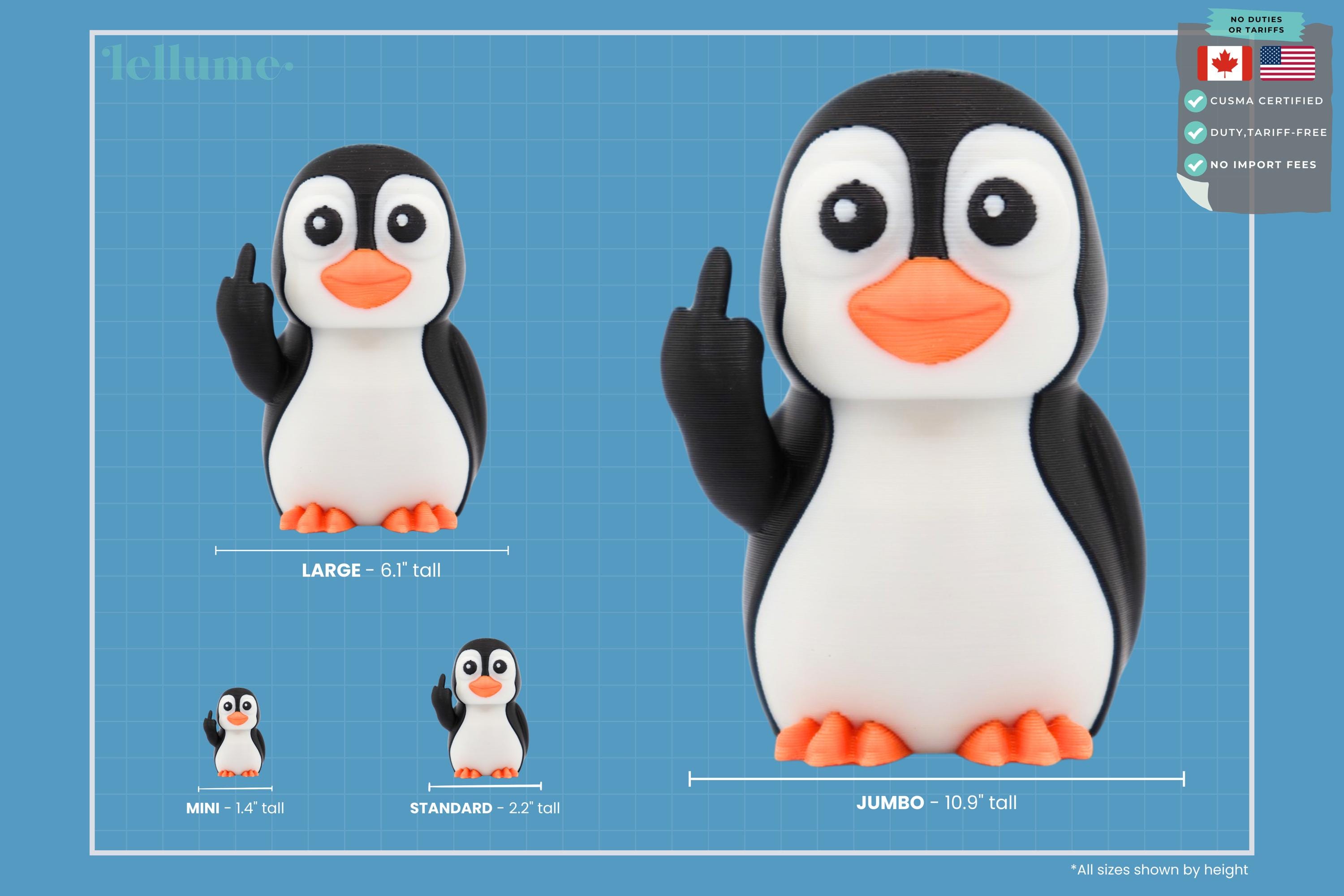 Penguin Middle Finger Figurine – Funny 3D Printed Penguin Gift – Rude ...