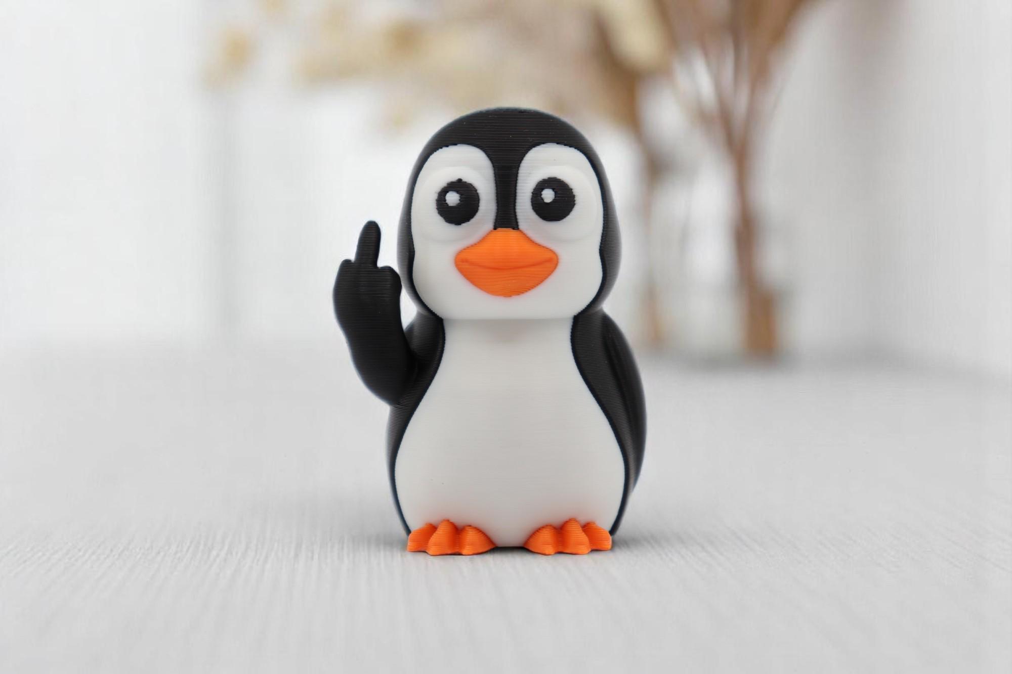 Penguin Middle Finger Figurine – Funny 3D Printed Penguin Gift – Rude ...