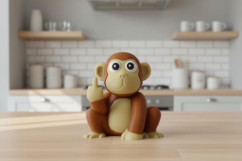 Monkey Middle Finger Figurine – Funny 3D Printed Monkey Gift – Rude ...