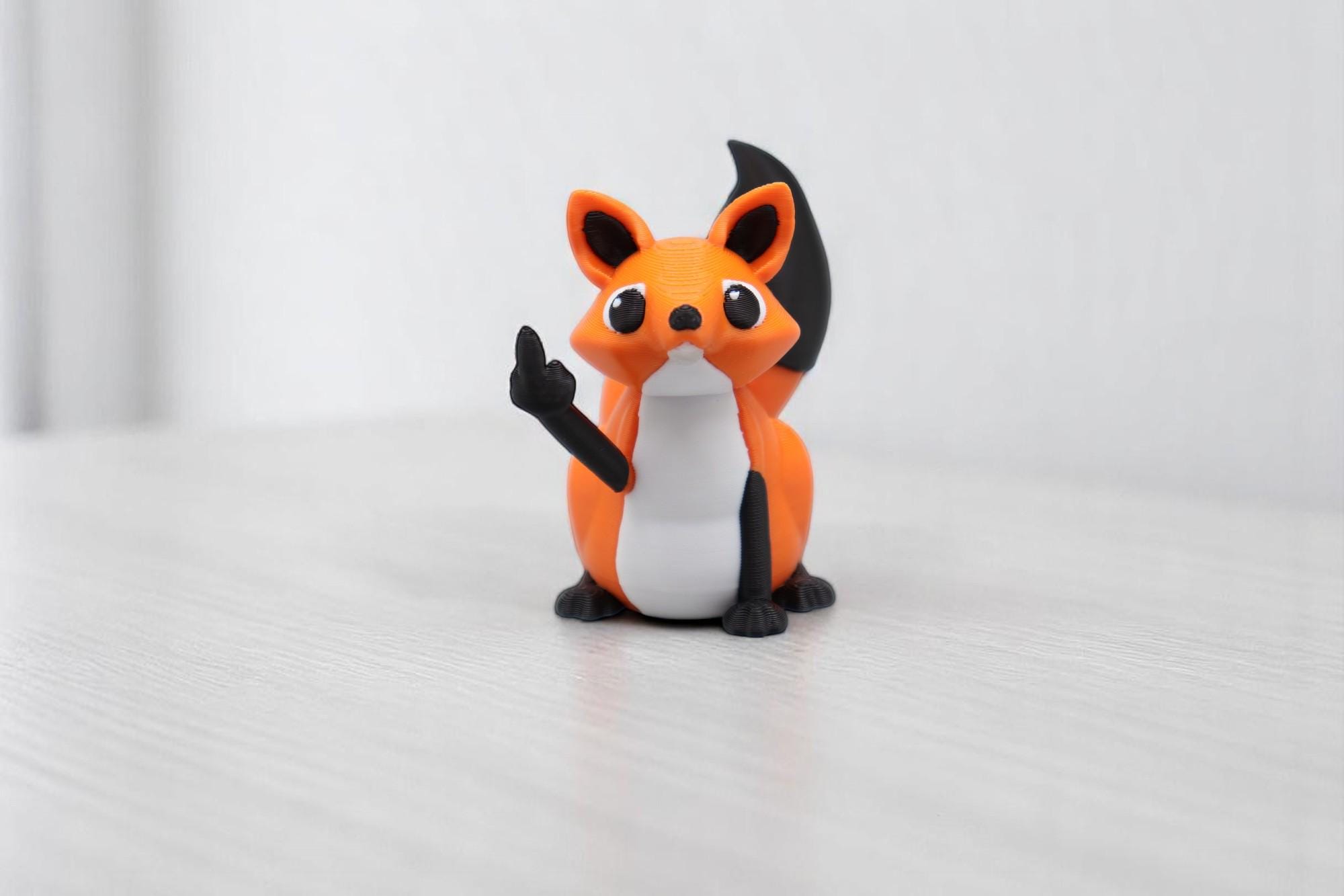 Fox Middle Finger Figurine – Funny 3D Printed Fox Gift – Rude Animal ...