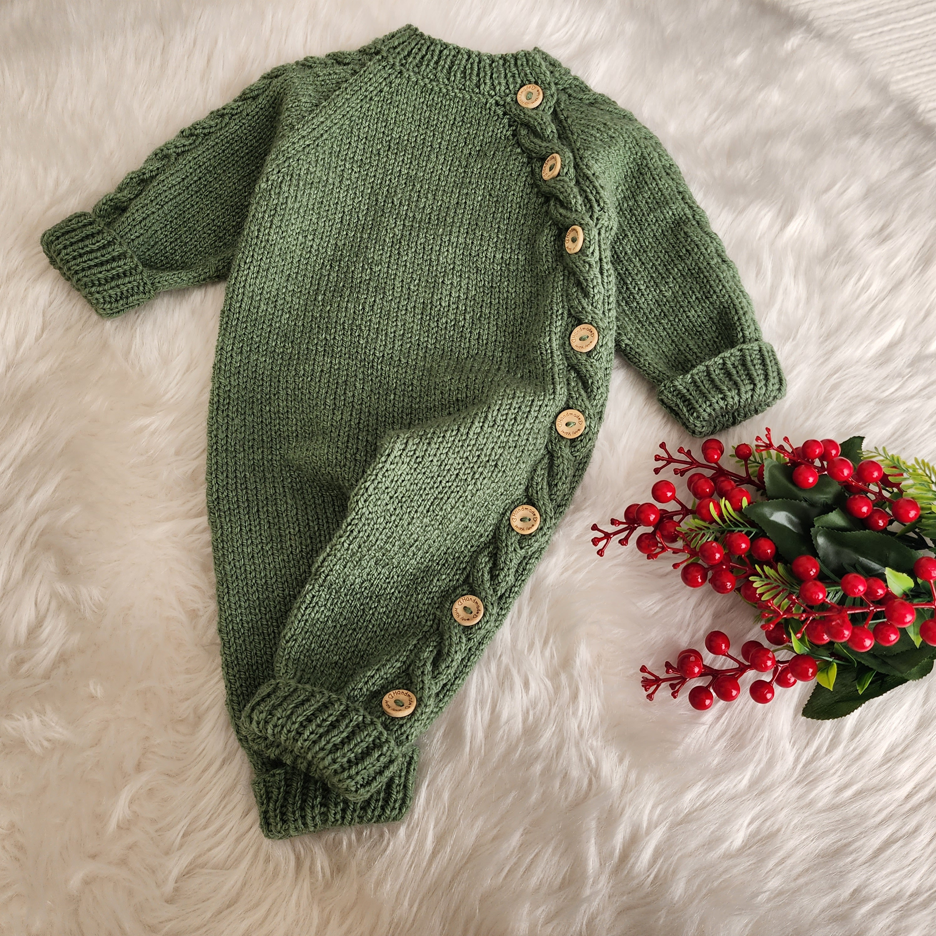 Hand-knitted Baby Romper Set Wool Blended Long-legged Design for ...