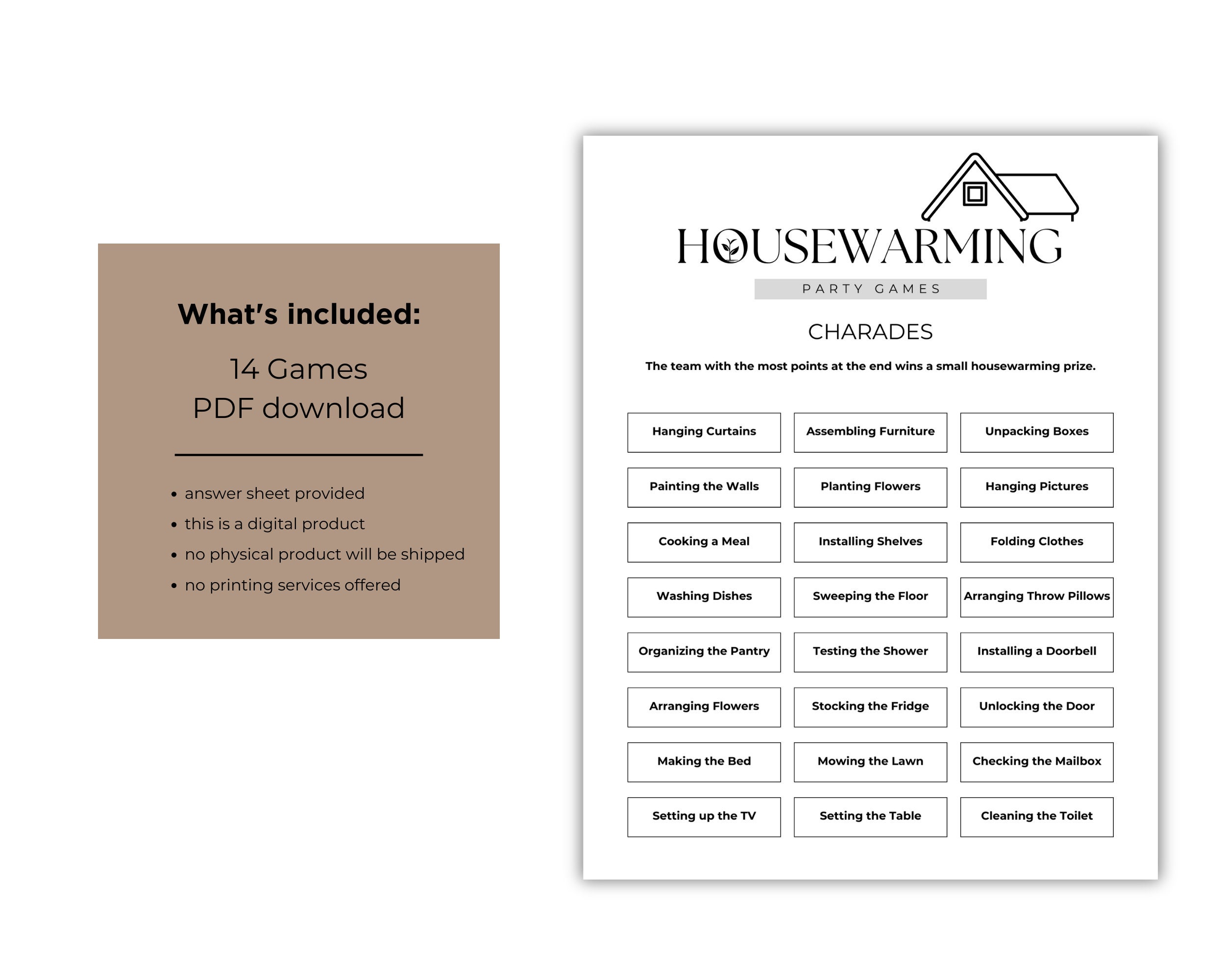 Printable Housewarming Party Game Bundle, Game Night, House Party ...