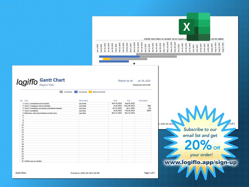Simple Gantt Chart Template | Timeline | Microsoft Office | Excel | Project Summary | Project ...