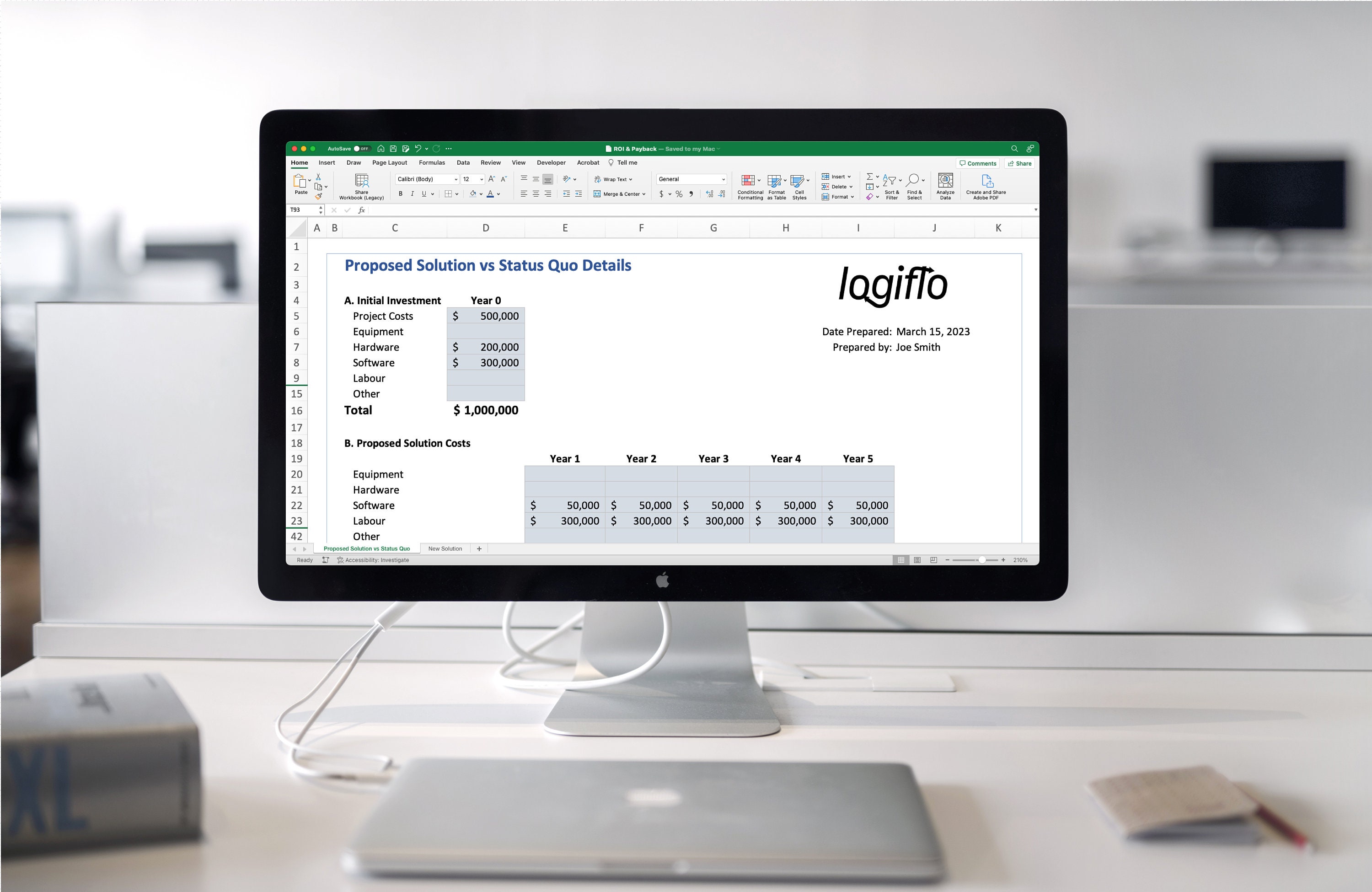 Return on Investment (ROI) & Payback Template | Net Present Value ...