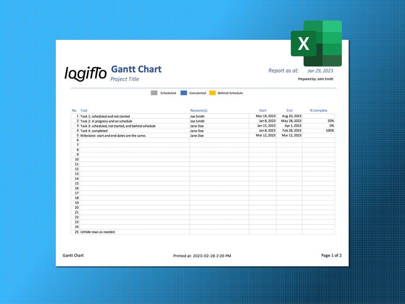Simple Gantt Chart Template | Timeline | Microsoft Office | Excel ...
