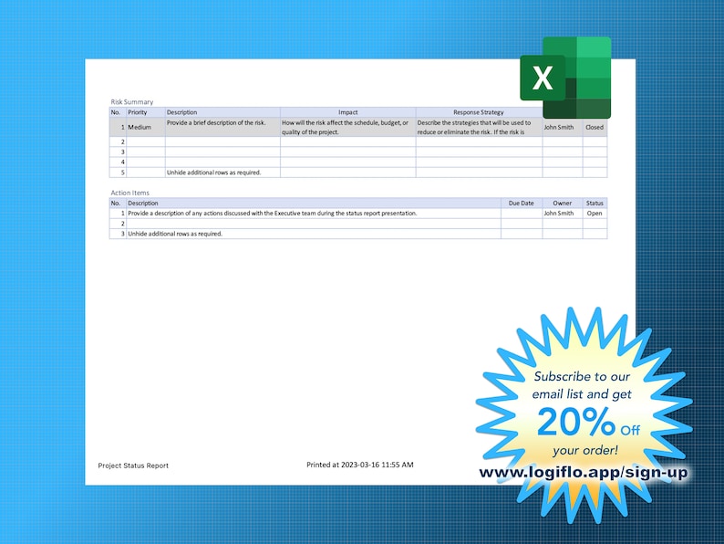Project Status Report Template | Microsoft Office | Excel | Project ...