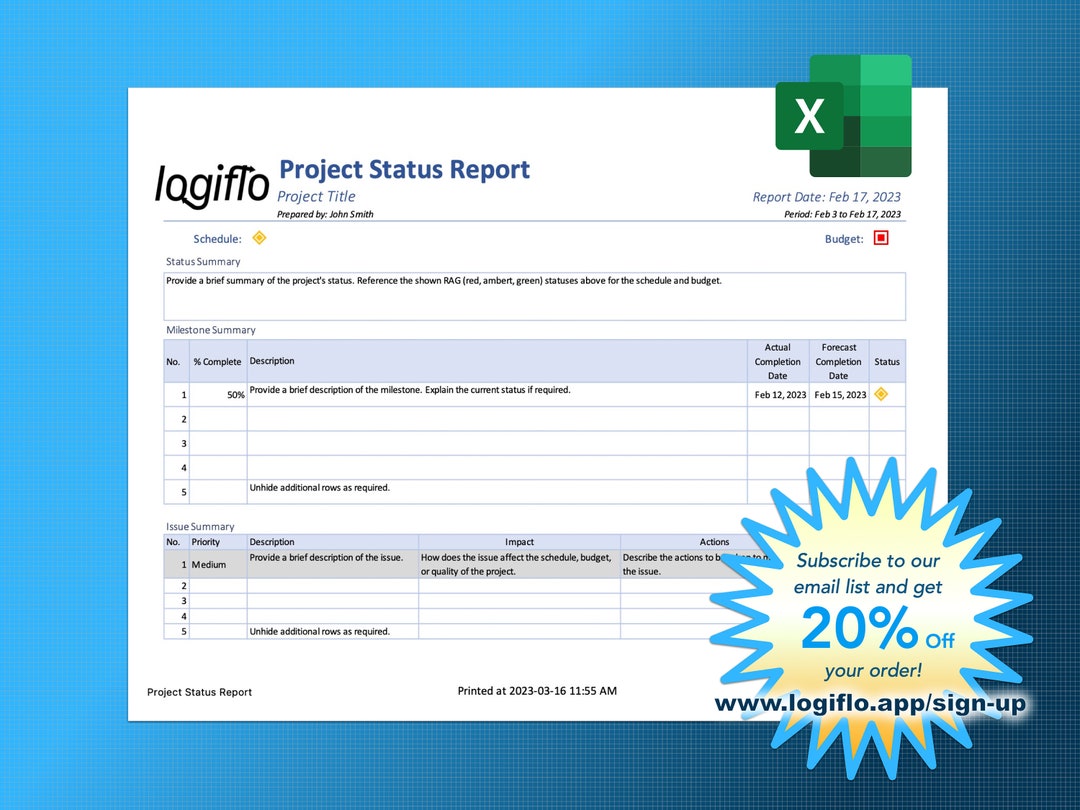 Project Status Report Template | Microsoft Office | Excel | Project ...