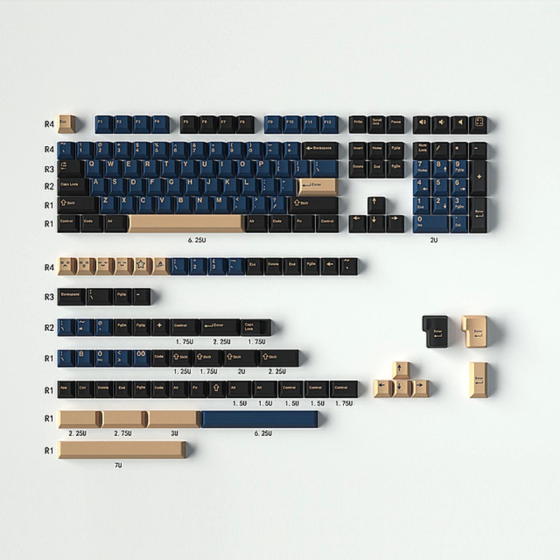 Gmk Blue Samurai Inspired 171 Keycap Set Double Shot ABS Cherry Profile ...