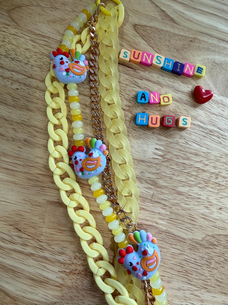Handmade Chicken Purse Charm, Yellow Acrylic Chain Accessory ...