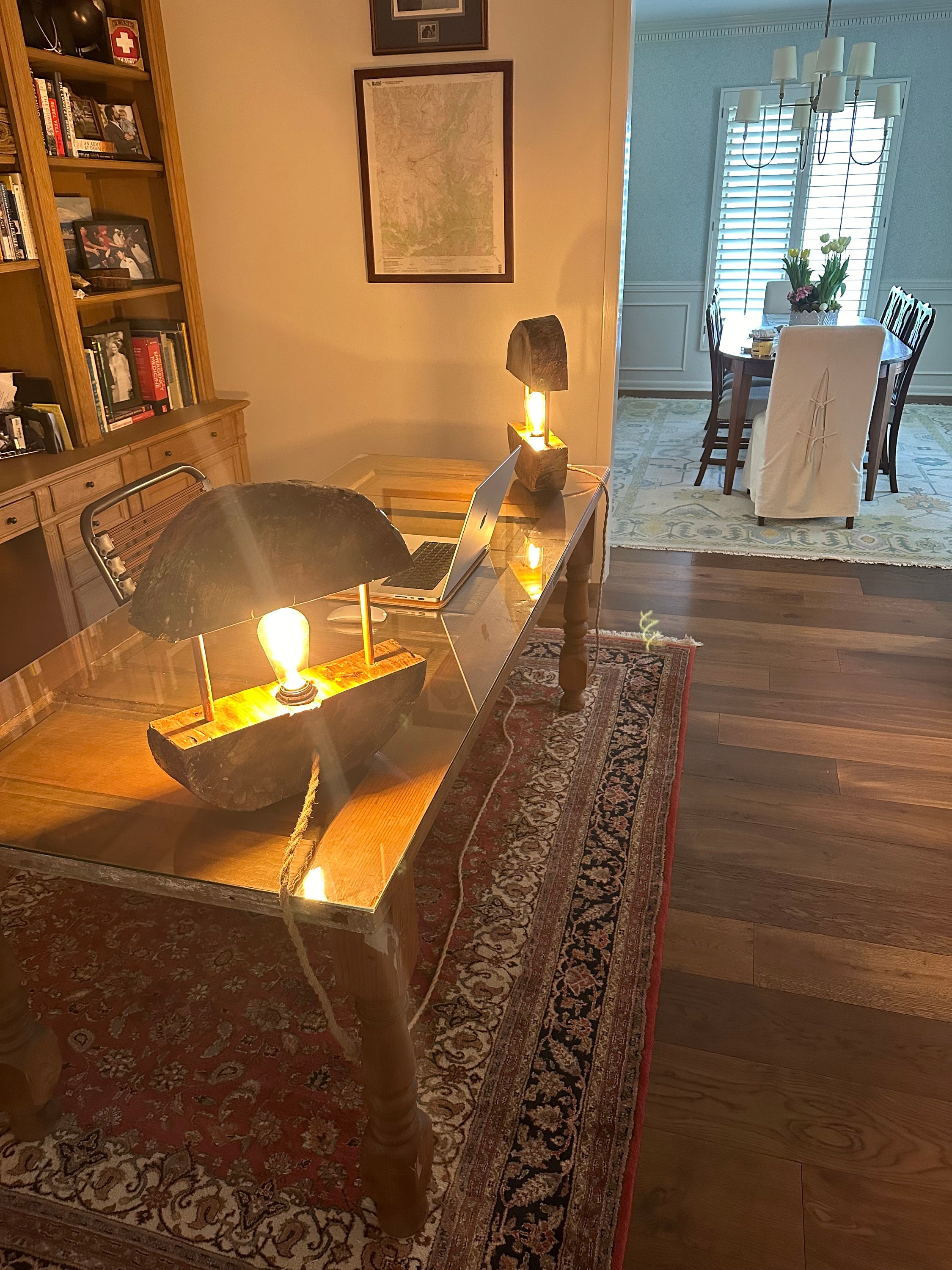 Stump, Pecan Wood, Edison Bulb, Lamp, Lighting, Wood, Cooper, Rustic ...