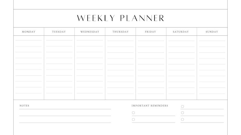 Minimalist Weekly Planner - Etsy