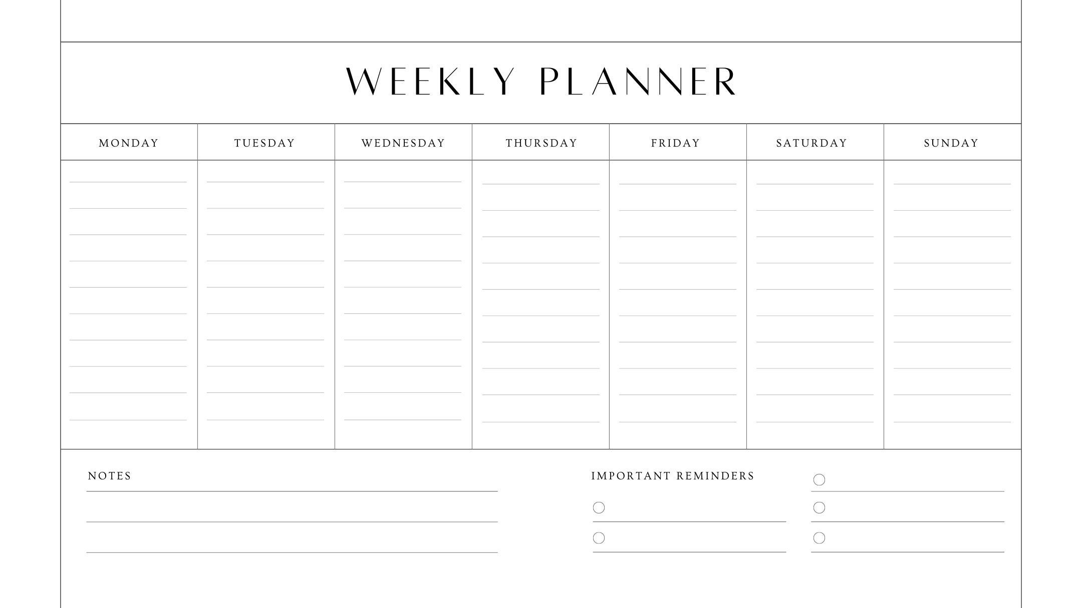 Minimalist Weekly Planner - Etsy