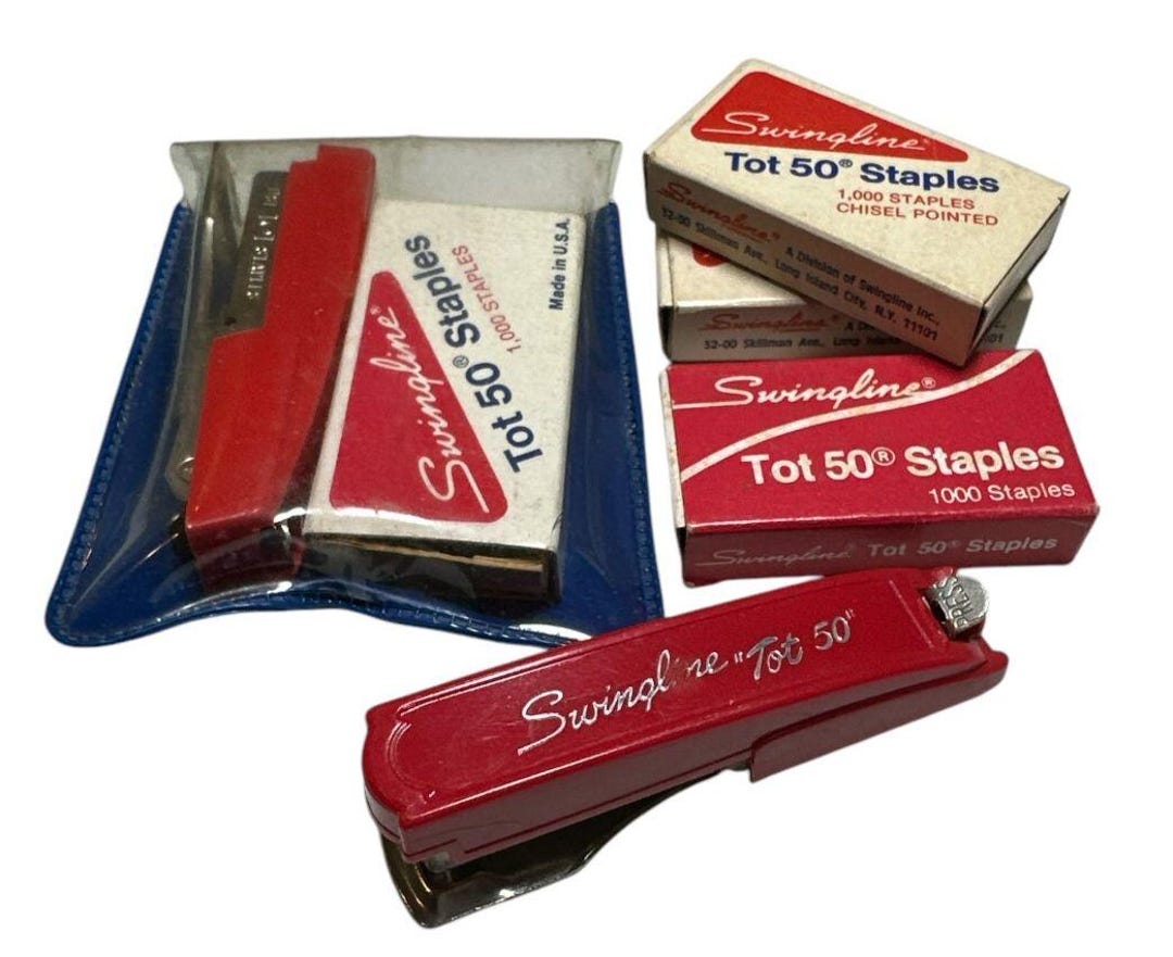 2 Vintage Red Swingline Tot 50 Mini Staplers With 4 Packs of Staples ...
