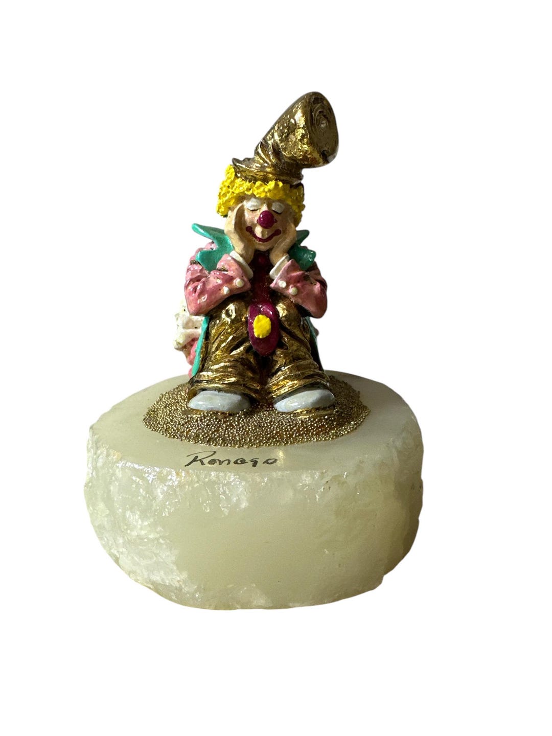 Ron Lee 1990 Pals Clown With Puppy in Pocket Figurine Onyx Base Signed ...