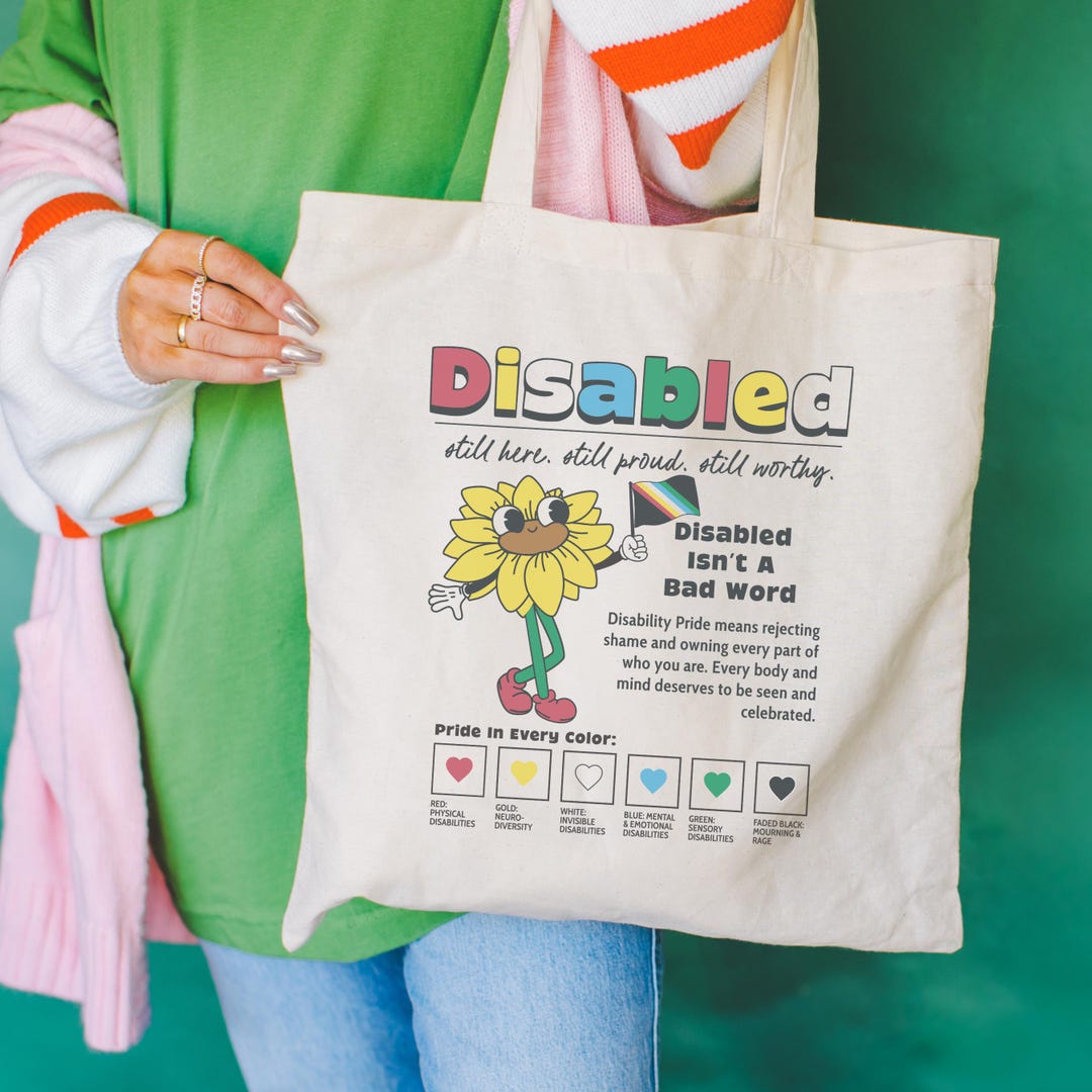 Disability Pride Flag Tote Bag Disability Rights Awareness Disabled ...
