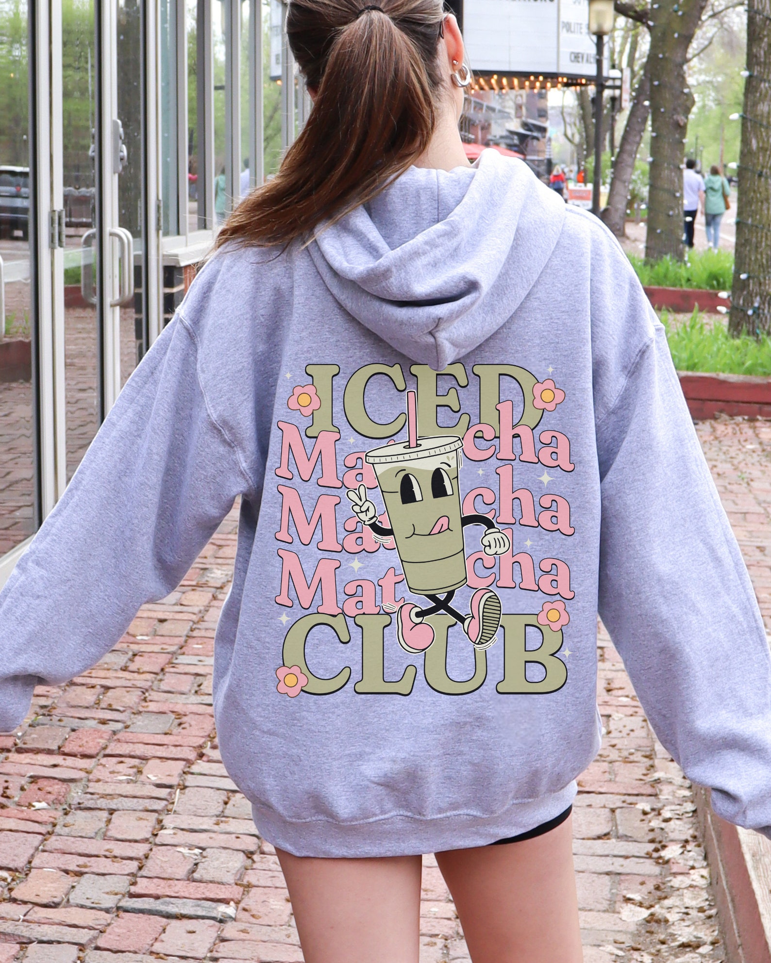 Preppy Iced Matcha Club Y2K Hoodie Matcha Lover Gift for Matcha Tea ...