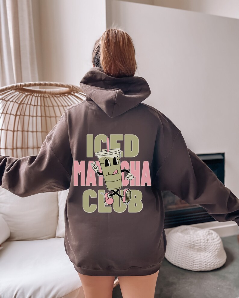 Iced Matcha Club Preppy Hoodie Matcha Lover Gift for Matcha Tea Drinker ...
