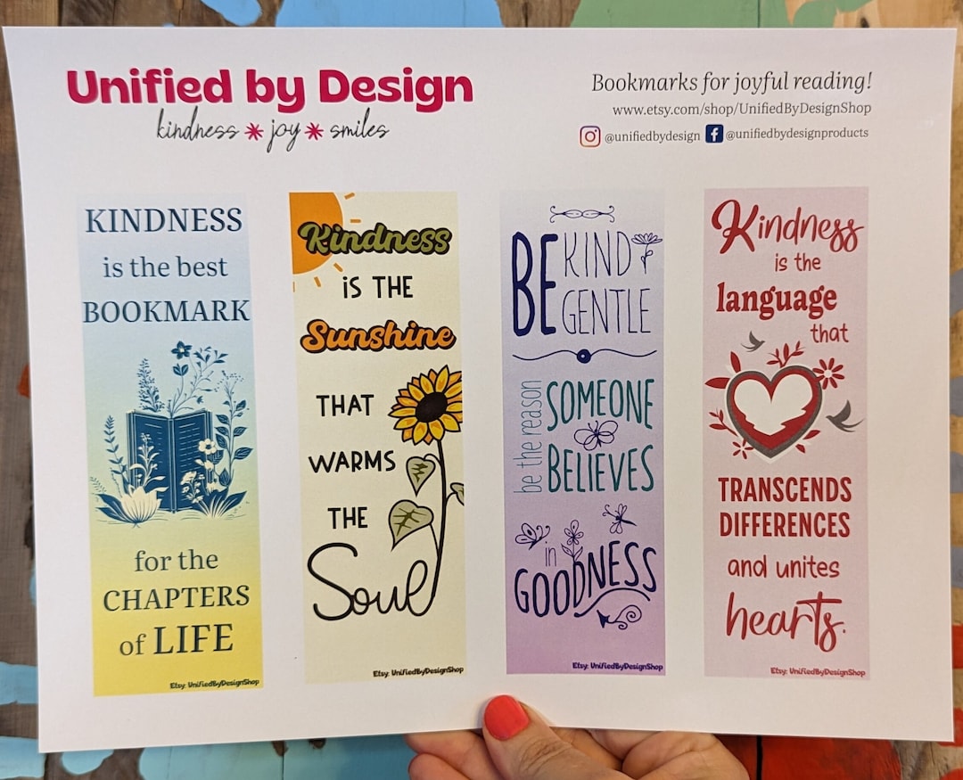 Kindness Bookmark Be Kind Printable Bookmark Positive Phrases Instant ...