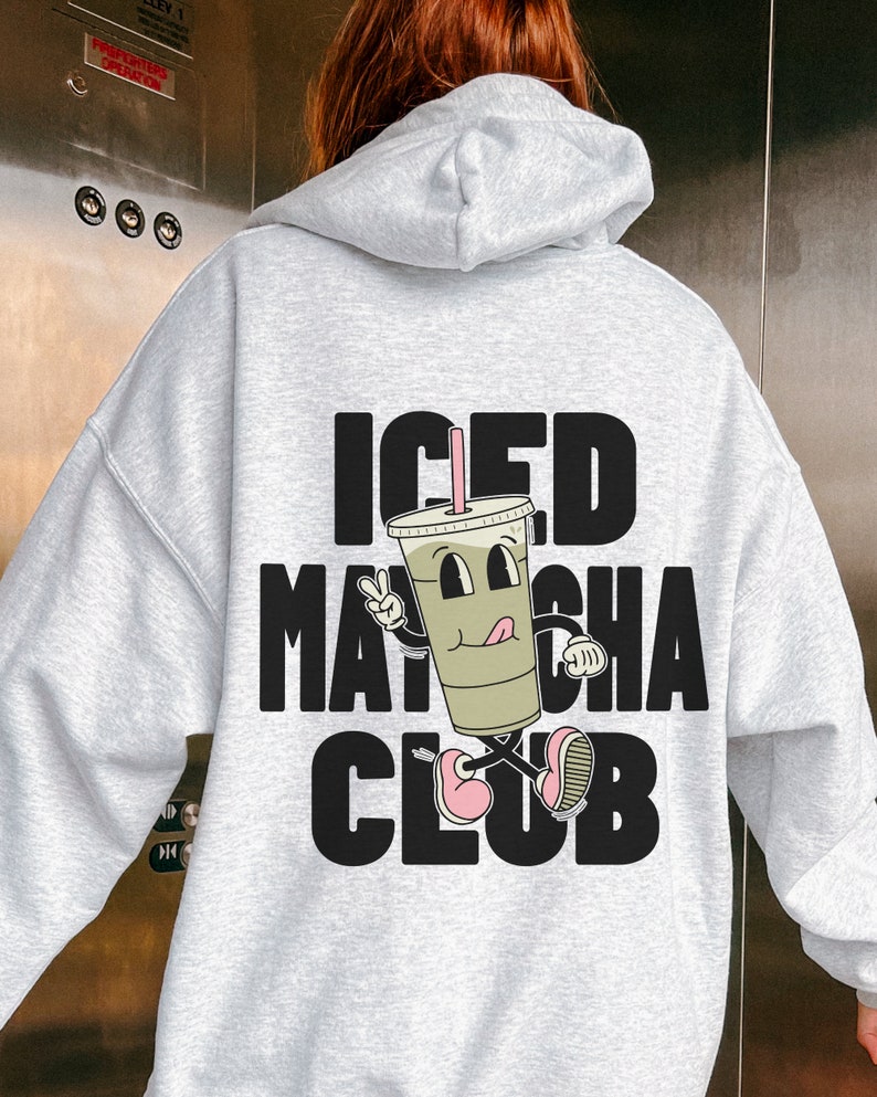 Iced Matcha Club Preppy Hoodie Matcha Lover Gift for Matcha Tea Drinker ...
