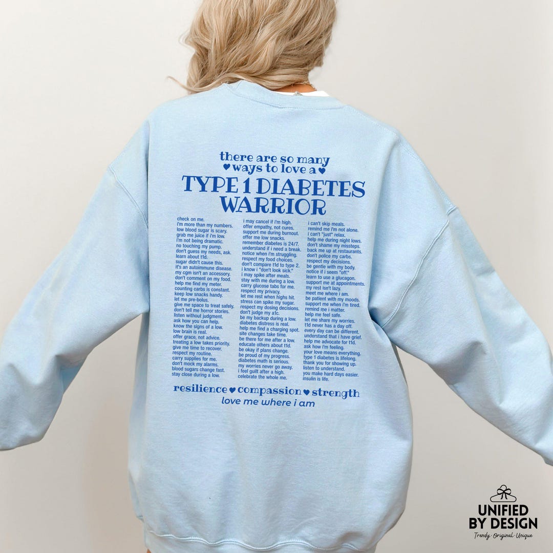 Ways to Love A Type 1 Diabetes Warrior Sweatshirt Cute Diaversary Gift ...