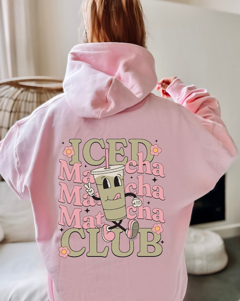 Preppy Iced Matcha Club Y2K Hoodie Matcha Lover Gift for Matcha Tea ...