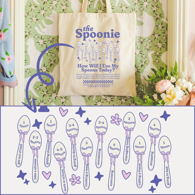 The Spoonie Tote Bag Spoon Theory Awareness Chronic Illness Canvas Bag ...