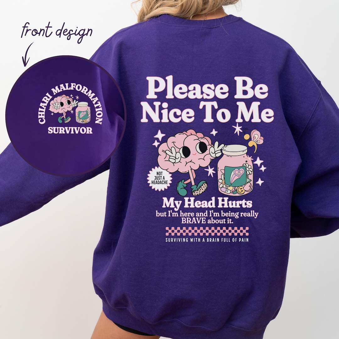Chiari Malformation Survivor Sweatshirt Chiari Purple Awareness Sweater ...