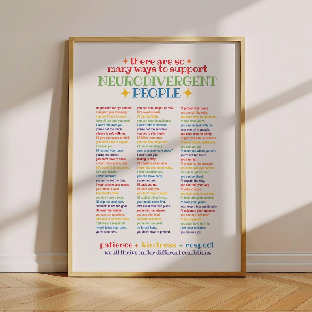 Neurodivergent Support Poster | Neurodiversity Affirming Wall Art ...