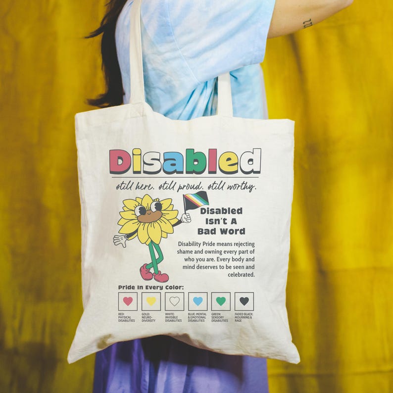 Disability Pride Flag Tote Bag Disability Rights Awareness Disabled ...