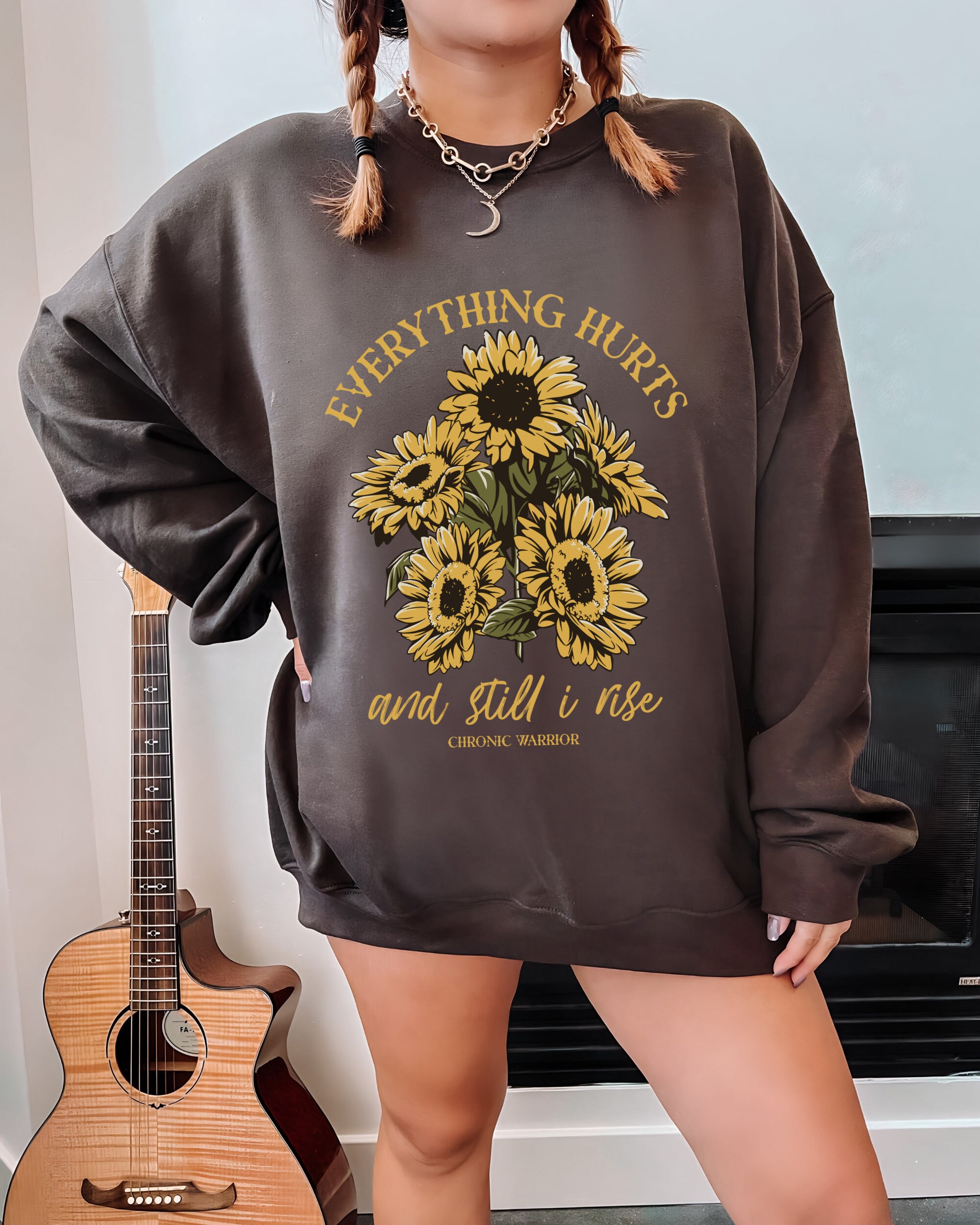 Everything Hurts and Still I Rise Sunflower Sweatshirt Flare Day ...