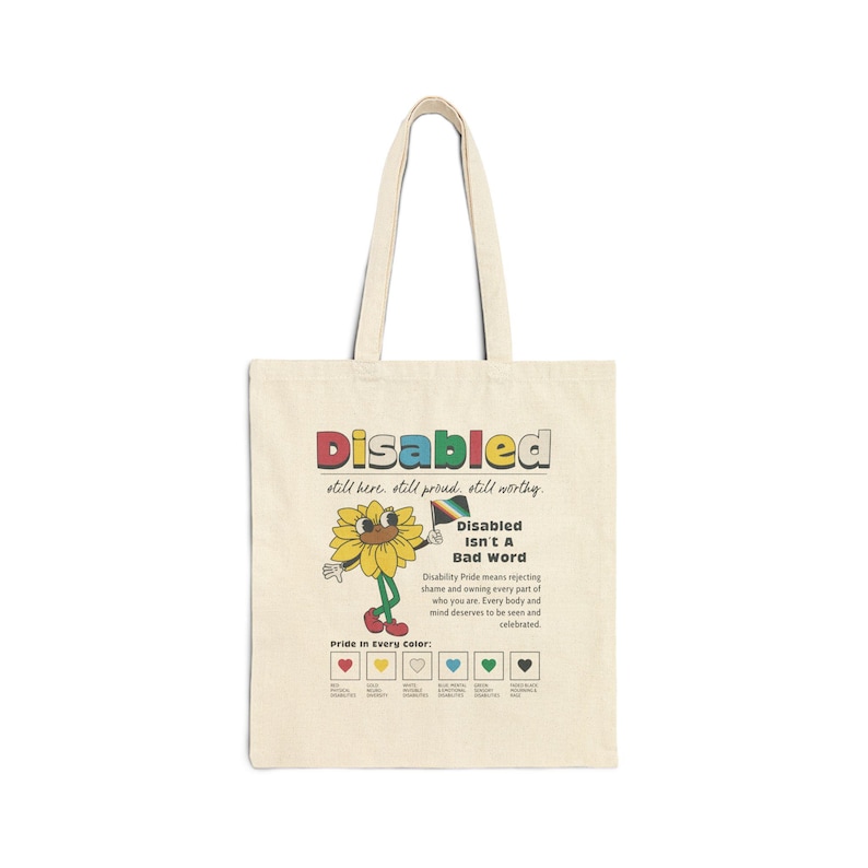 Disability Pride Flag Tote Bag Disability Rights Awareness Disabled ...