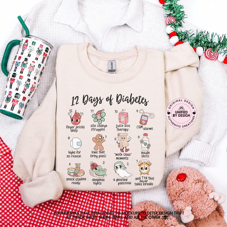 12 Days of Diabetes Christmas Sweatshirt | Festive Type 1 Diabetes ...