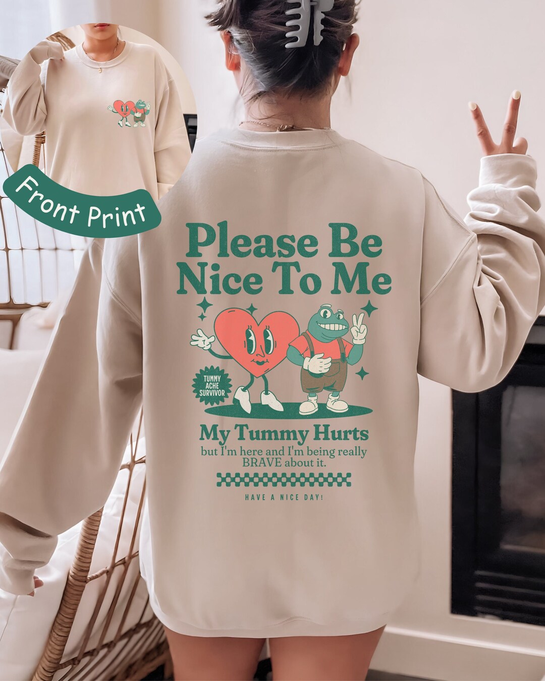 My Tummy Hurt Sweatshirt Tummy Hurt Crewneck Tummy Hurt but Brave Frog ...