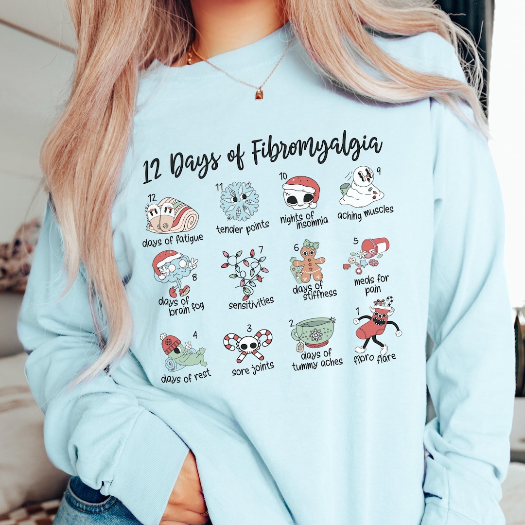 12 Days of Fibromyalgia Christmas Shirt Fibro Warrior Holiday Tshirt ...