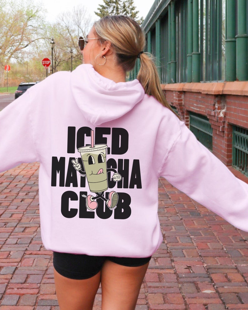 Iced Matcha Club Preppy Hoodie Matcha Lover Gift for Matcha Tea Drinker ...
