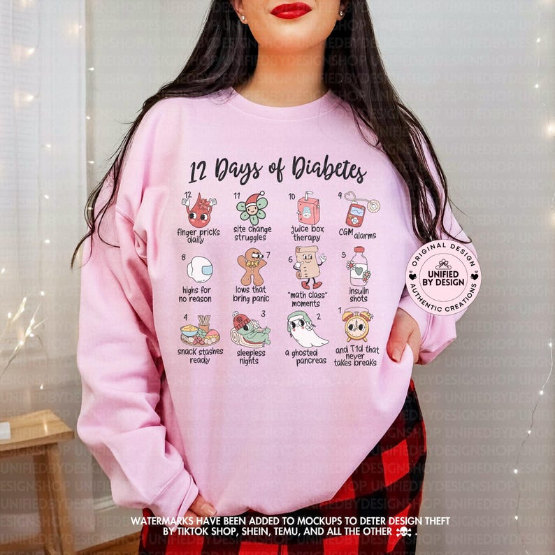 12 Days of Diabetes Christmas Sweatshirt | Festive Type 1 Diabetes ...
